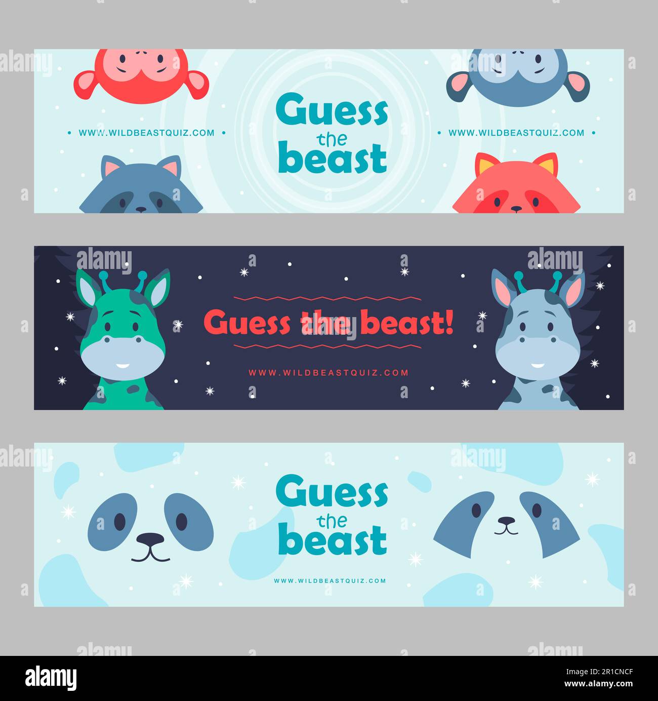 Wild animal banners set cartoon vector illustration Stock Vector Image ...