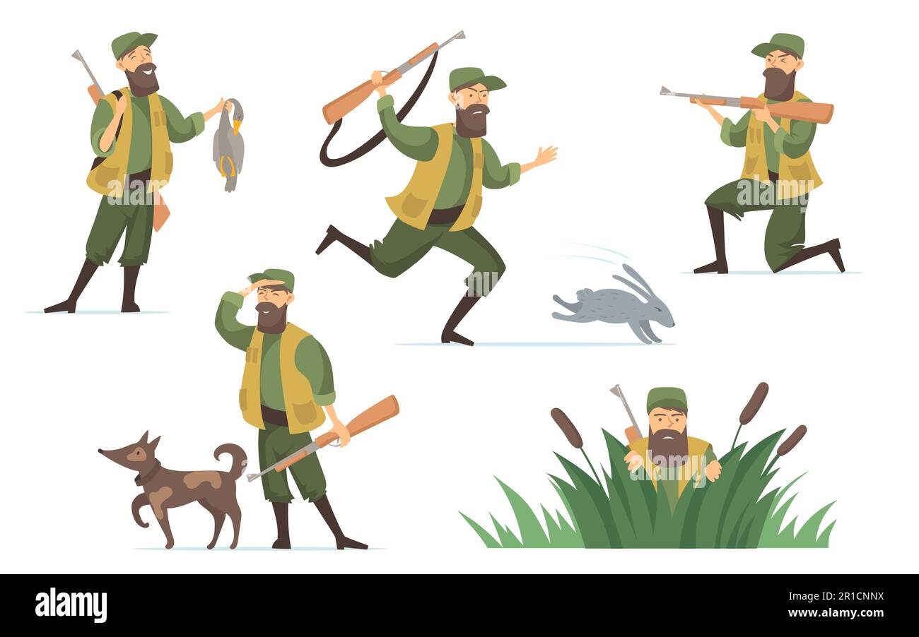 Hunter vector illustrations set Stock Vector Image & Art - Alamy