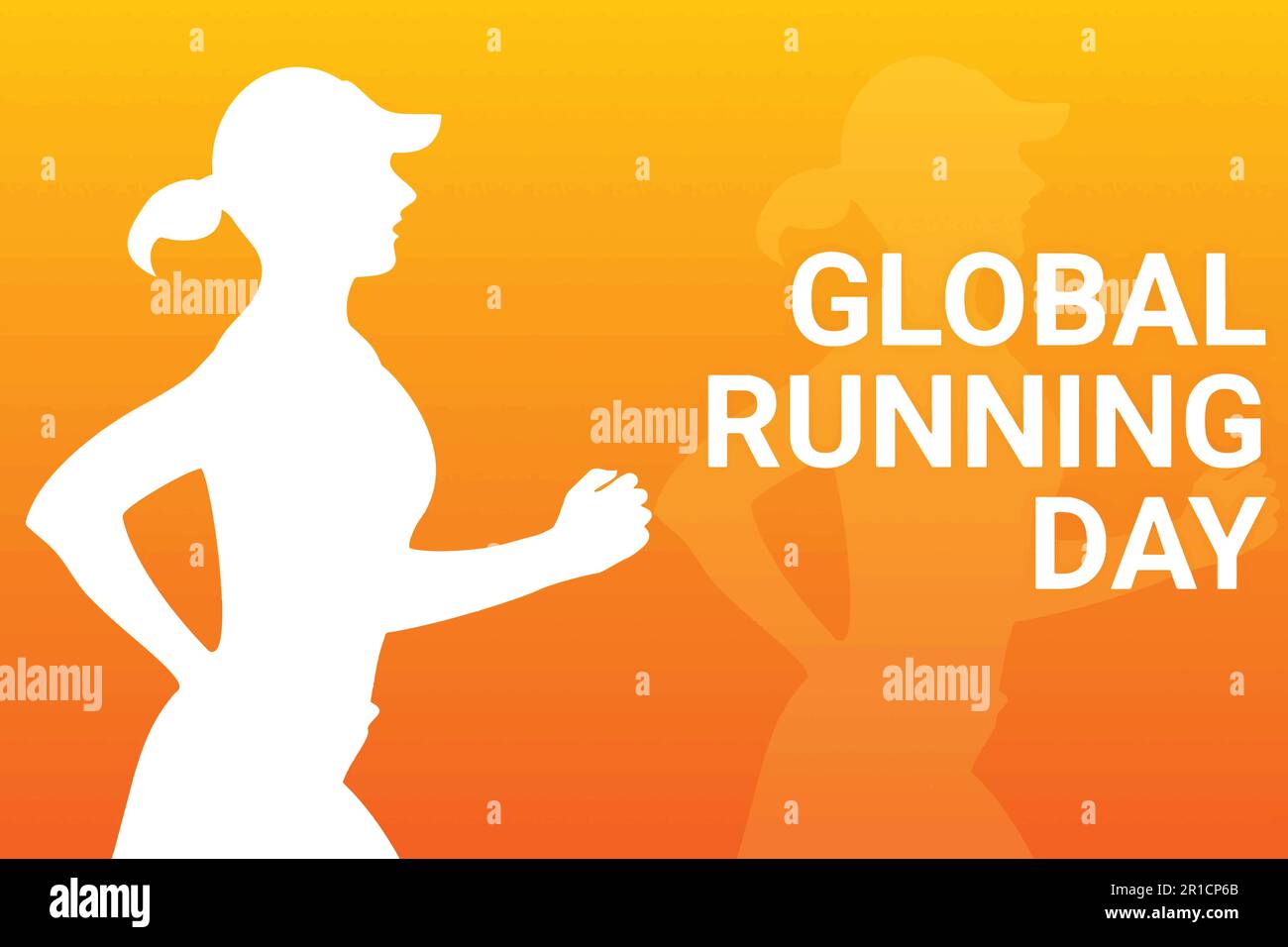Global Running Day vector illustration with silhouette of running woman ...