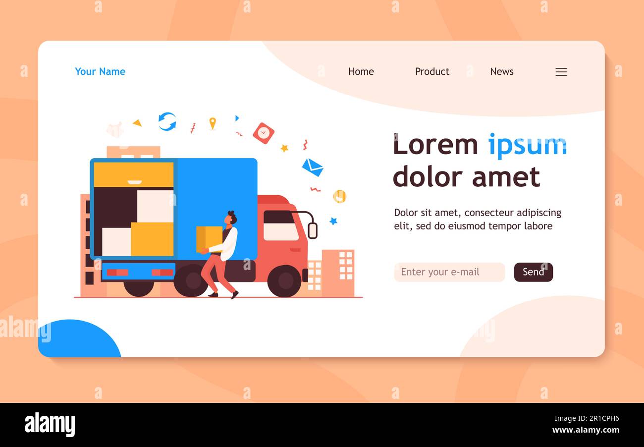 Loading workman carrying box in truck Stock Vector Image & Art - Alamy