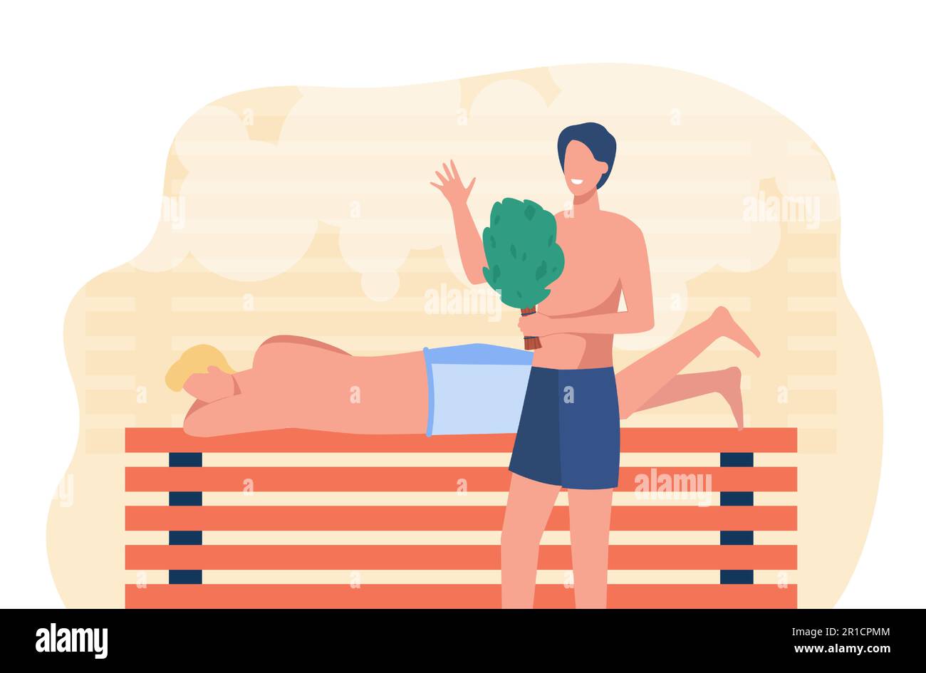 Cartoon People Characters Taking Steam Bath Together Stock Vector Image And Art Alamy