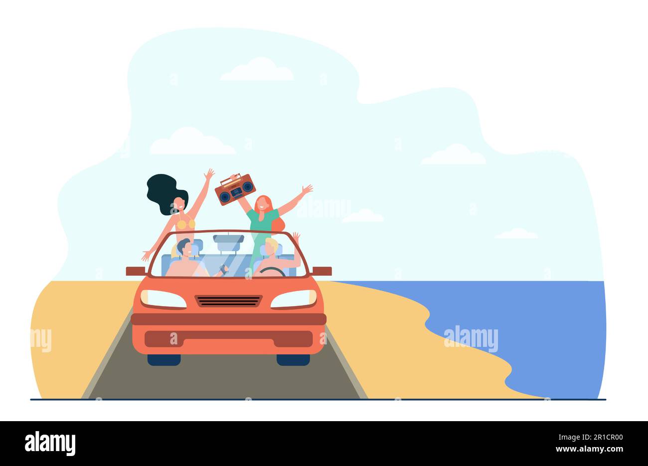 Young female riding road Stock Vector Images - Alamy