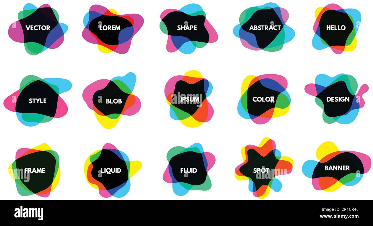 Blob overlay frames. Fluid overlapping shapes, abstract liquid spots ...