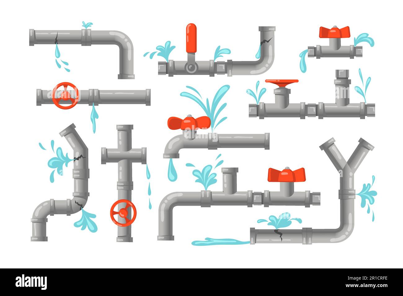 Broken pipes set Stock Vector Image & Art - Alamy