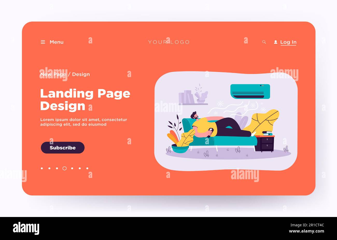 Man relaxing on couch under cold air flow Stock Vector Image & Art - Alamy