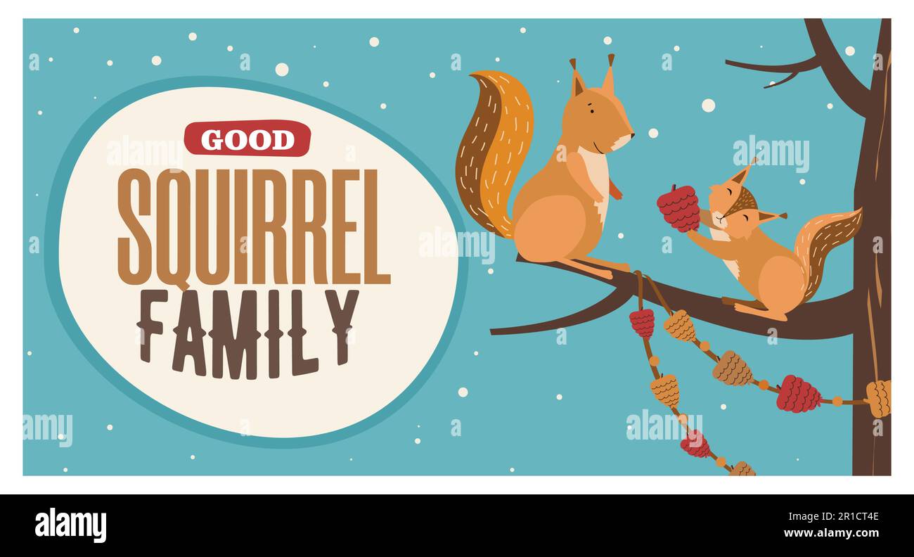 Colorful background design with cute cartoon squirrel characters Stock ...