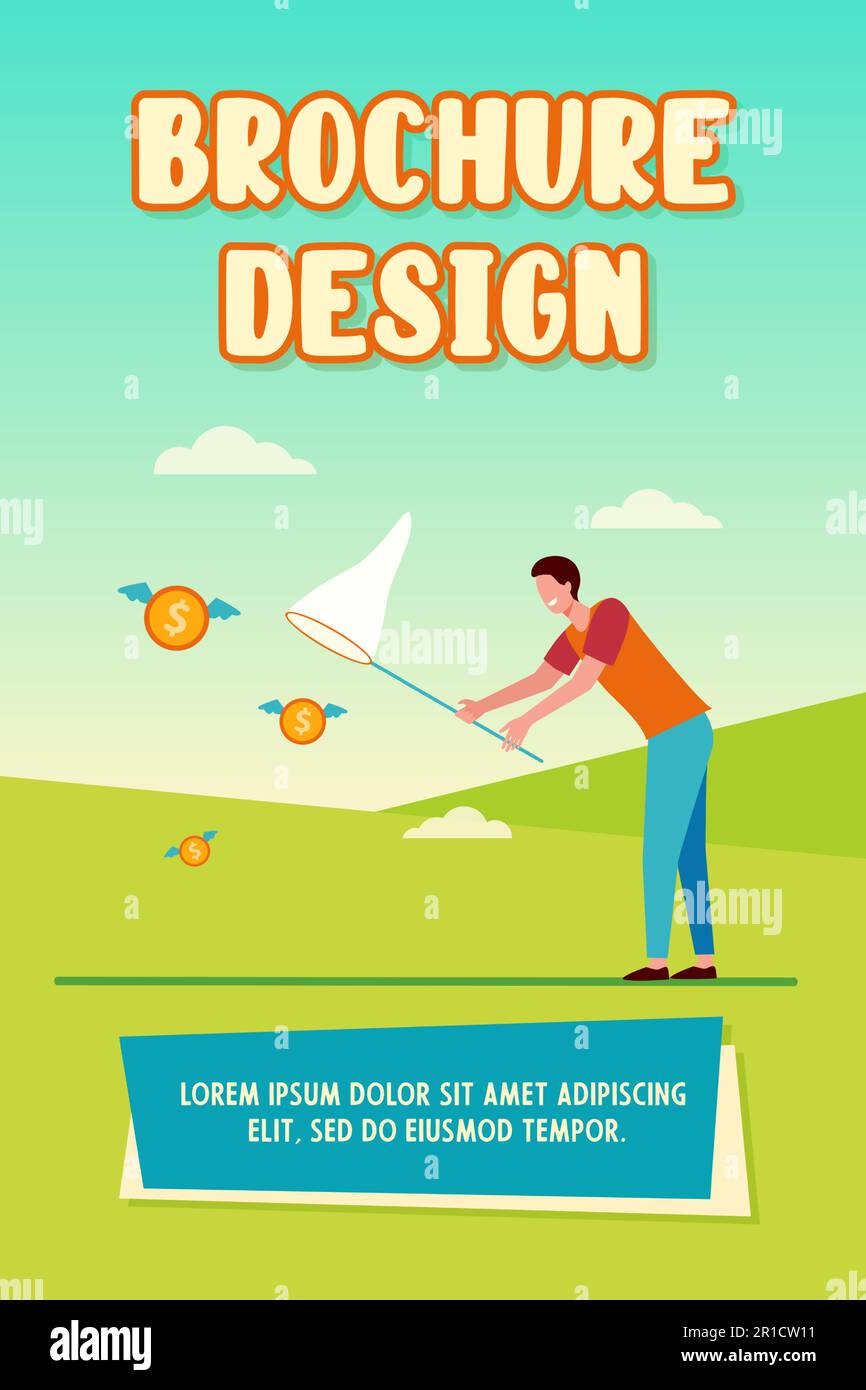 Man catching flying money with butterfly net Stock Vector Image & Art ...
