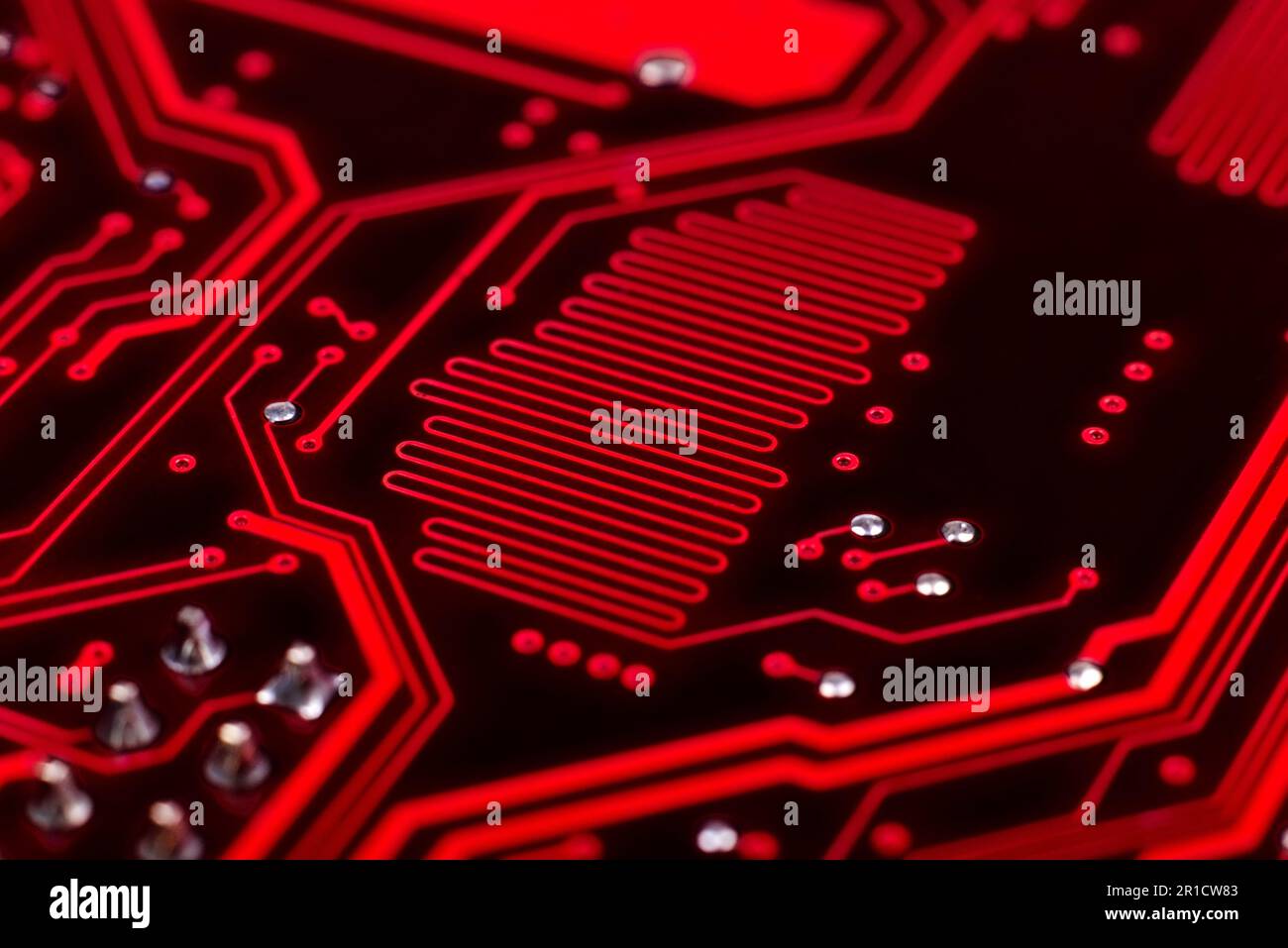red computer electronic circuit, close up Stock Photo - Alamy