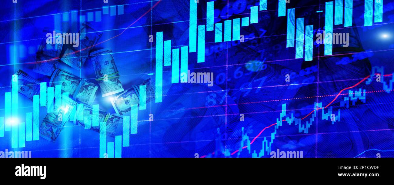 Stock market chart on blue background Stock Photo - Alamy