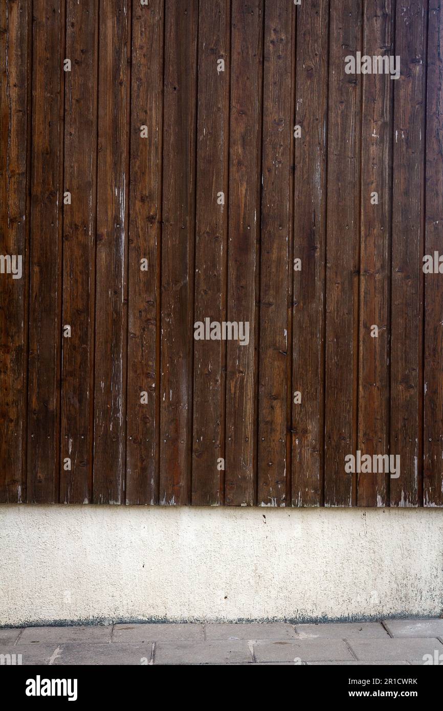 New vertical wooden plank wall and a wood floor Stock Photo - Alamy