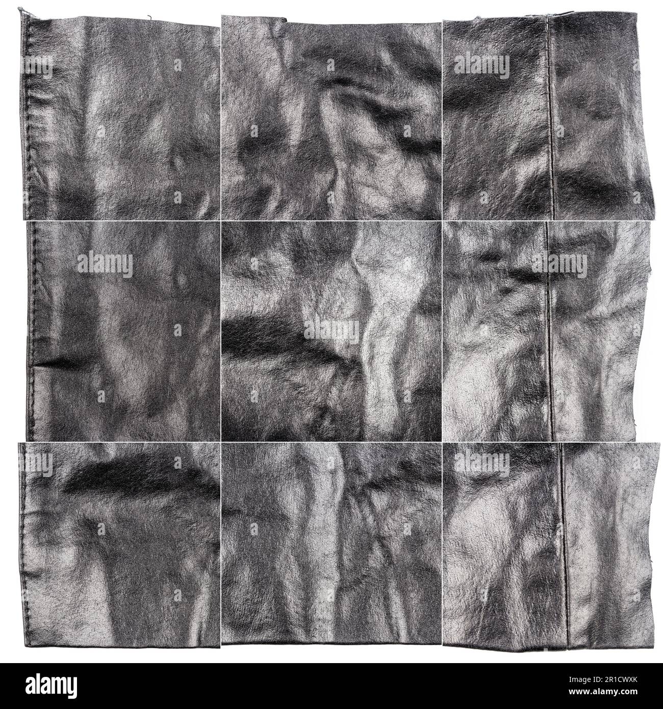 Collection of black leather textures isolated on white background ...