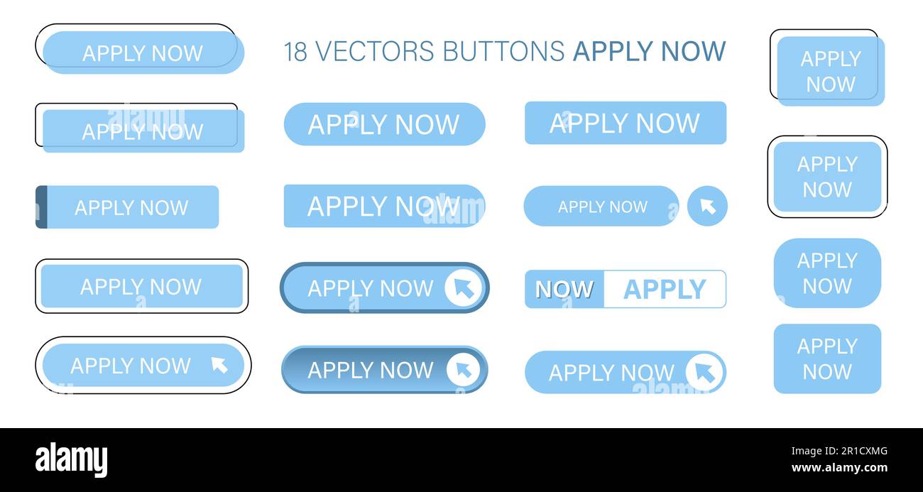 Apply now button in flat style for application. Click button business ...