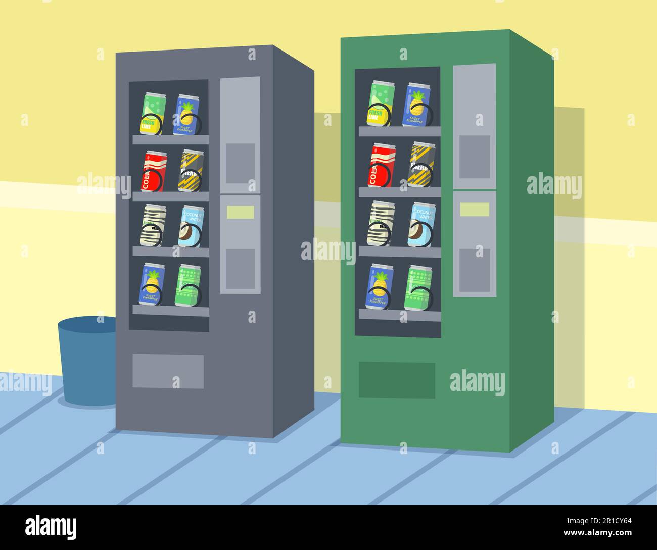 Two cartoon vending machines with different drinks Stock Vector Image & Art - Alamy