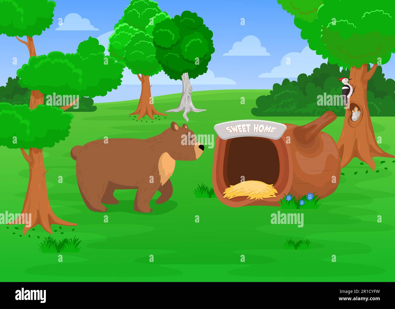 Wild grizzly bear going to den Stock Vector Image & Art - Alamy