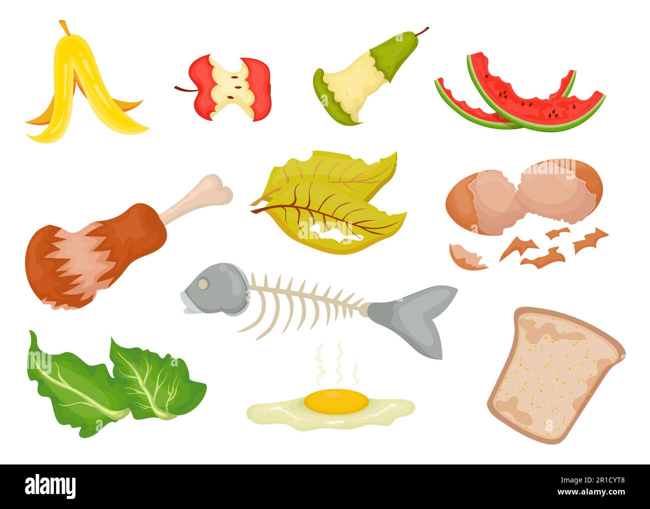 Collection of organic waste cartoon vector illustration Stock Vector ...