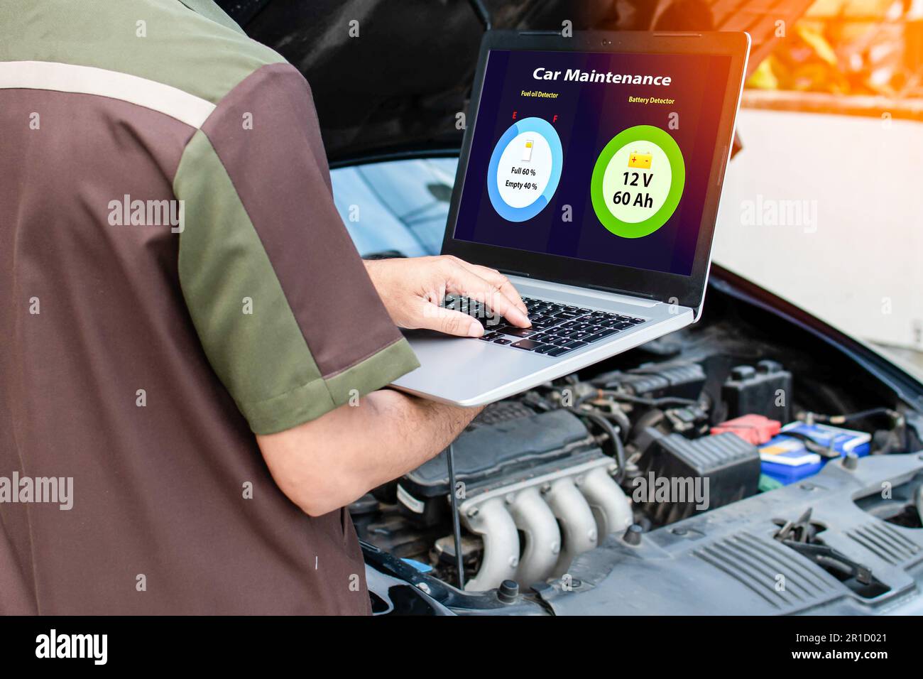 Closeup, man's hand typing on laptop computer keyboard to check the ...