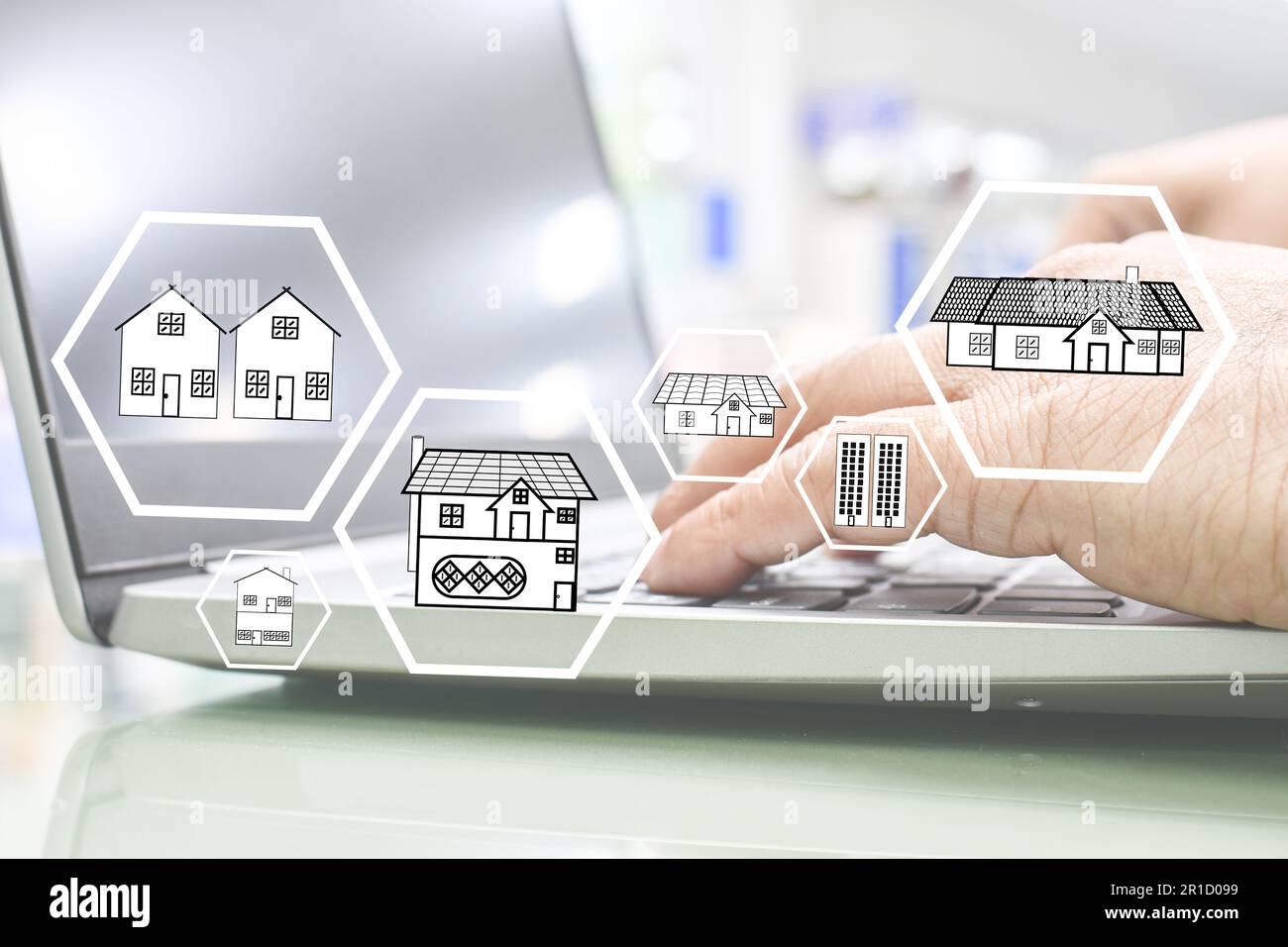 Man architect using a laptop Computers to design and calculate the ...