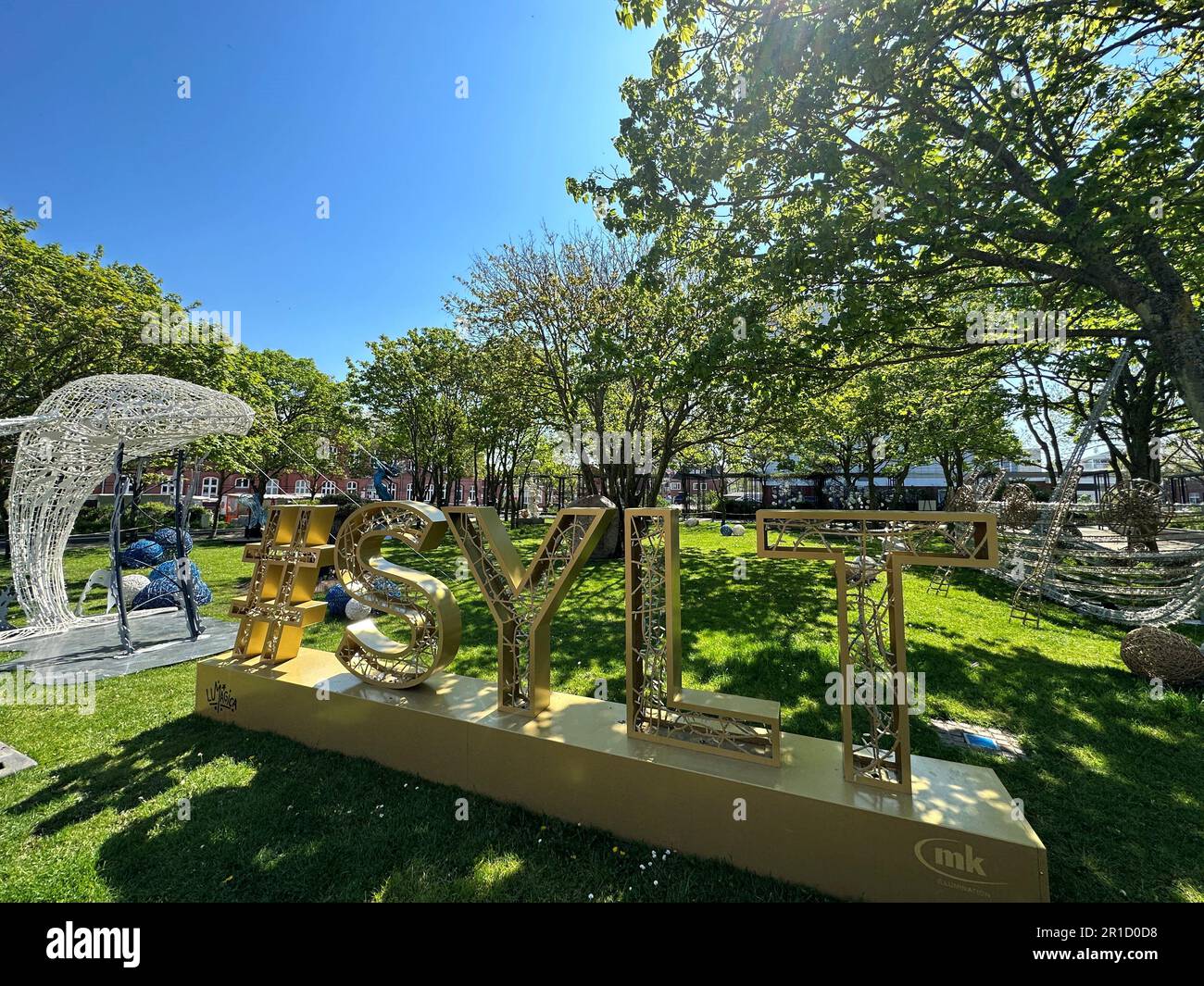 Westerland, Germany. 13th May, 2023. Light installations were set up on ...