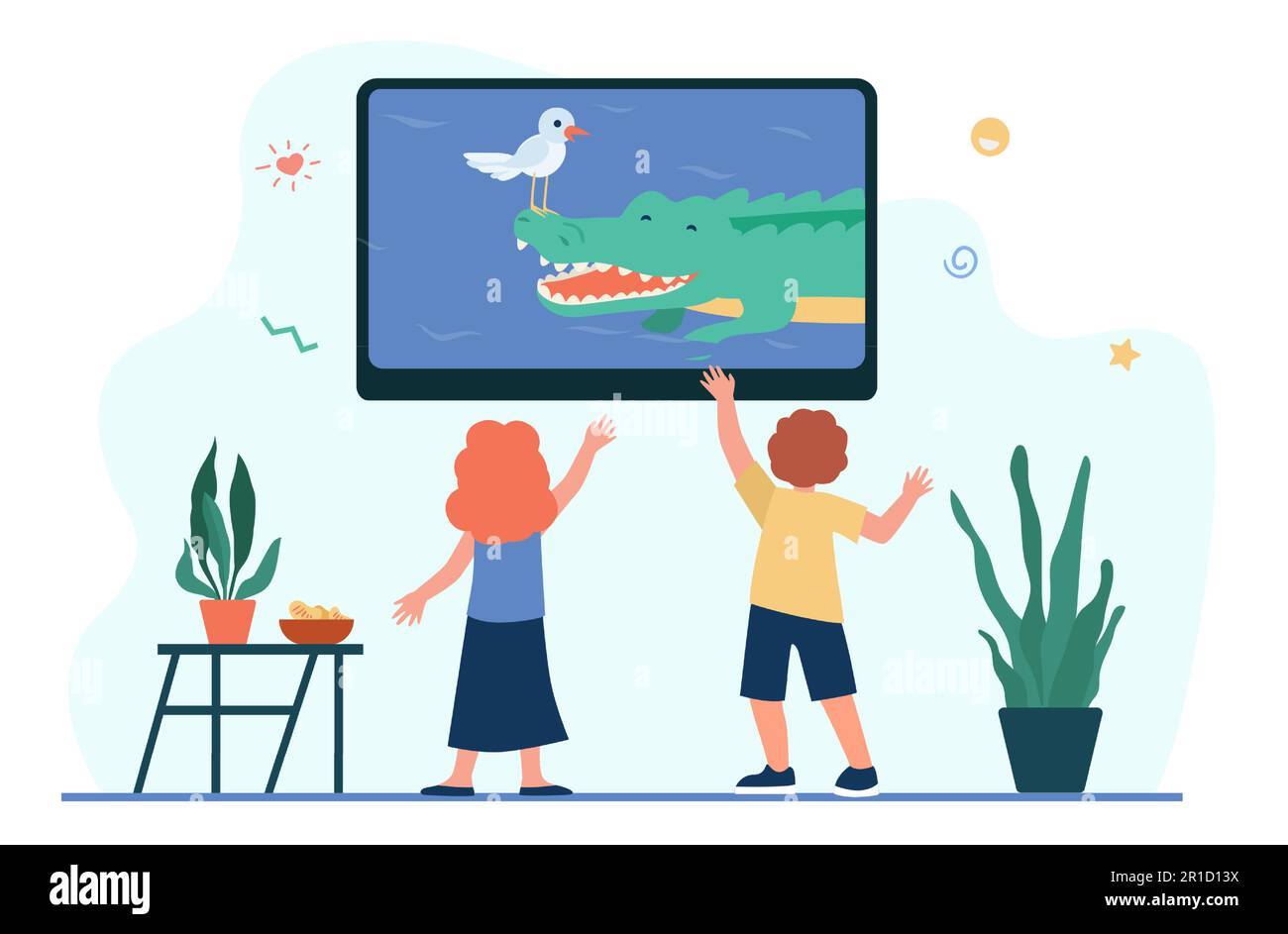 Girl watching tv in Stock Vector Images - Alamy