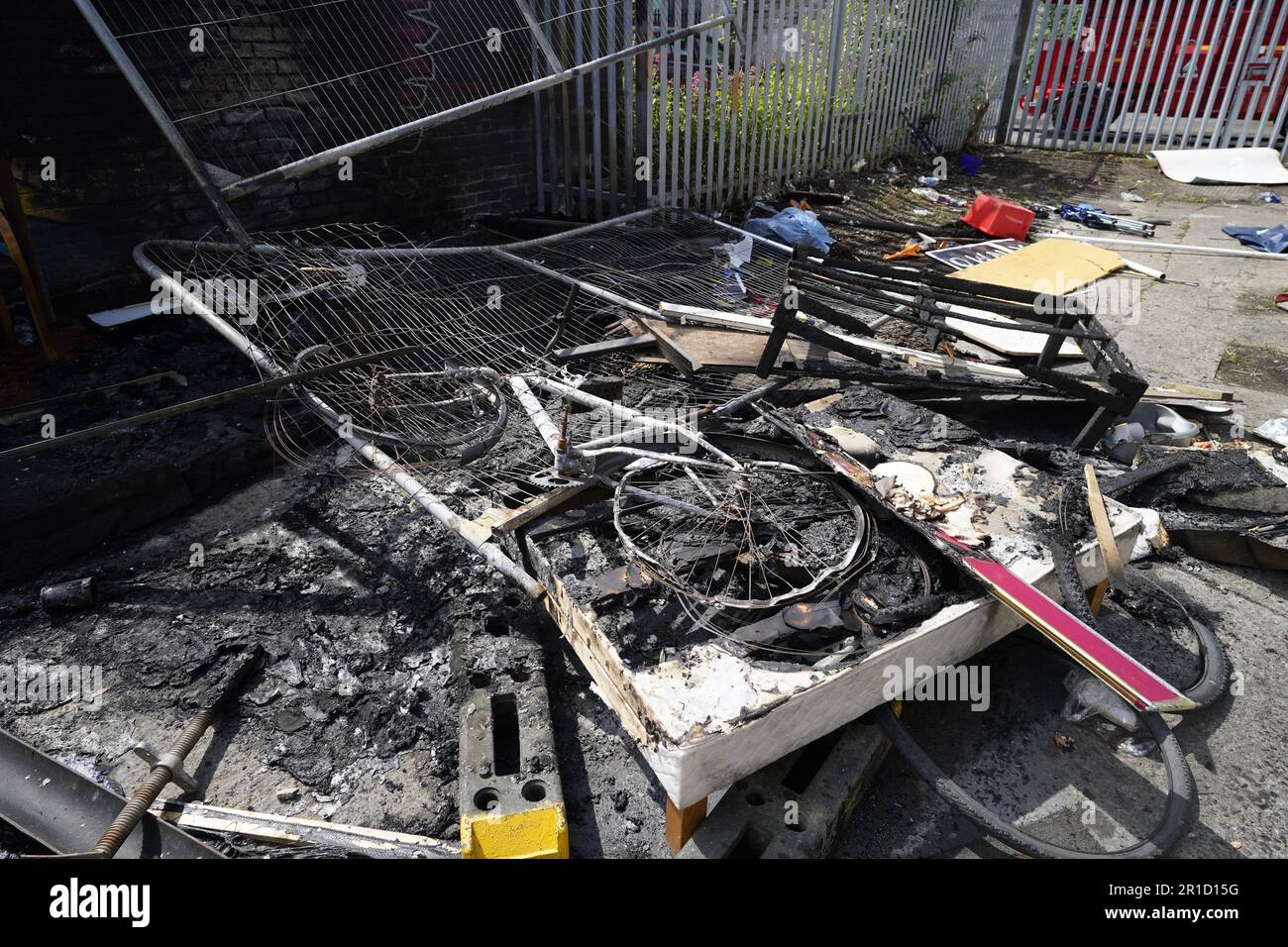 The remains of a camp in Sandwith Street, Dublin, following a protest ...