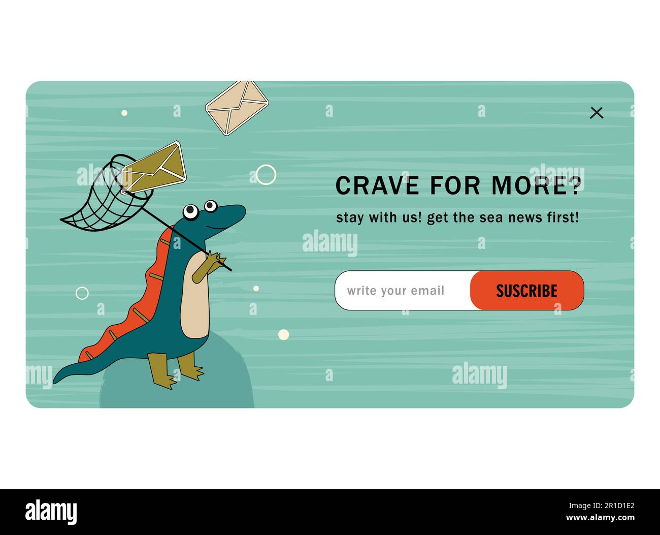 Subscribe cartoon vector mailout template with ancient dino Stock ...