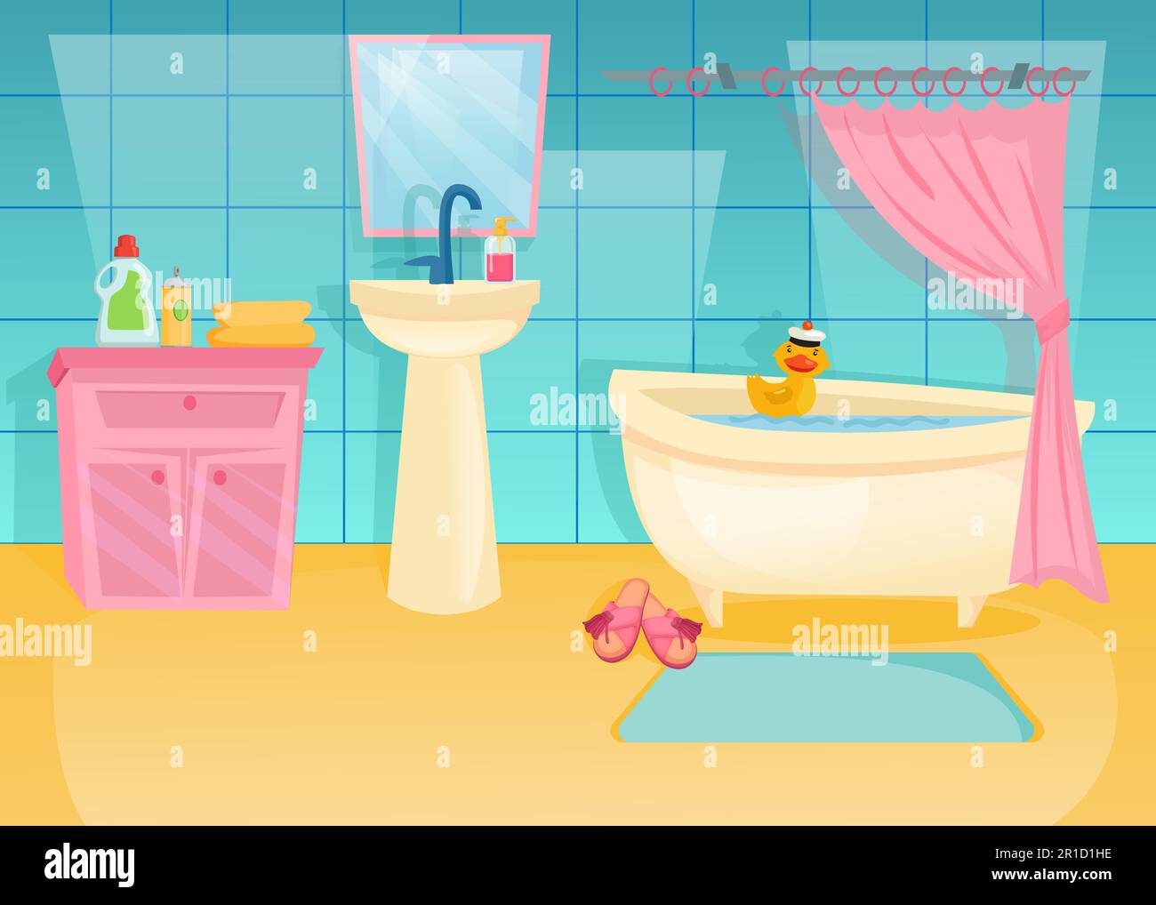 Colorful bathroom interior with rubber duck in bath Stock Vector Image ... Colorful bathroom interior with rubber duck in bath Stock Vector Image ...