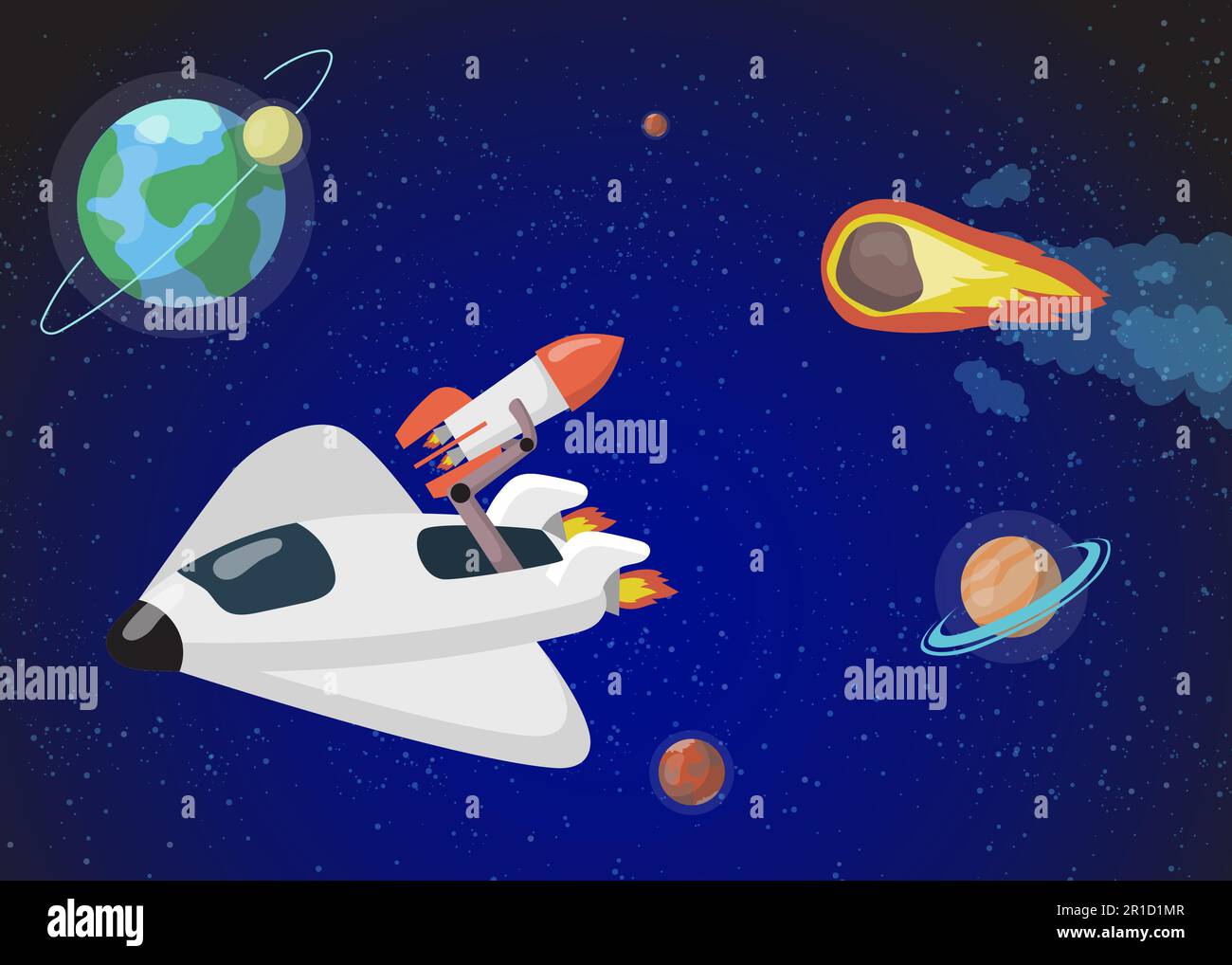 Modern spacecraft travelling in outer space Stock Vector Image & Art ...