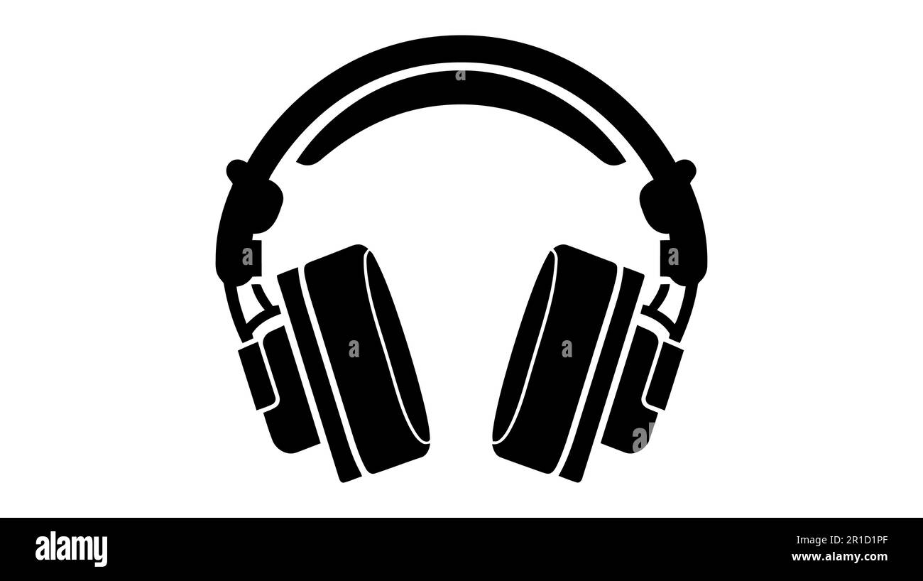 Vector headphones icon. Black symbol silhouette isolated on modern ...