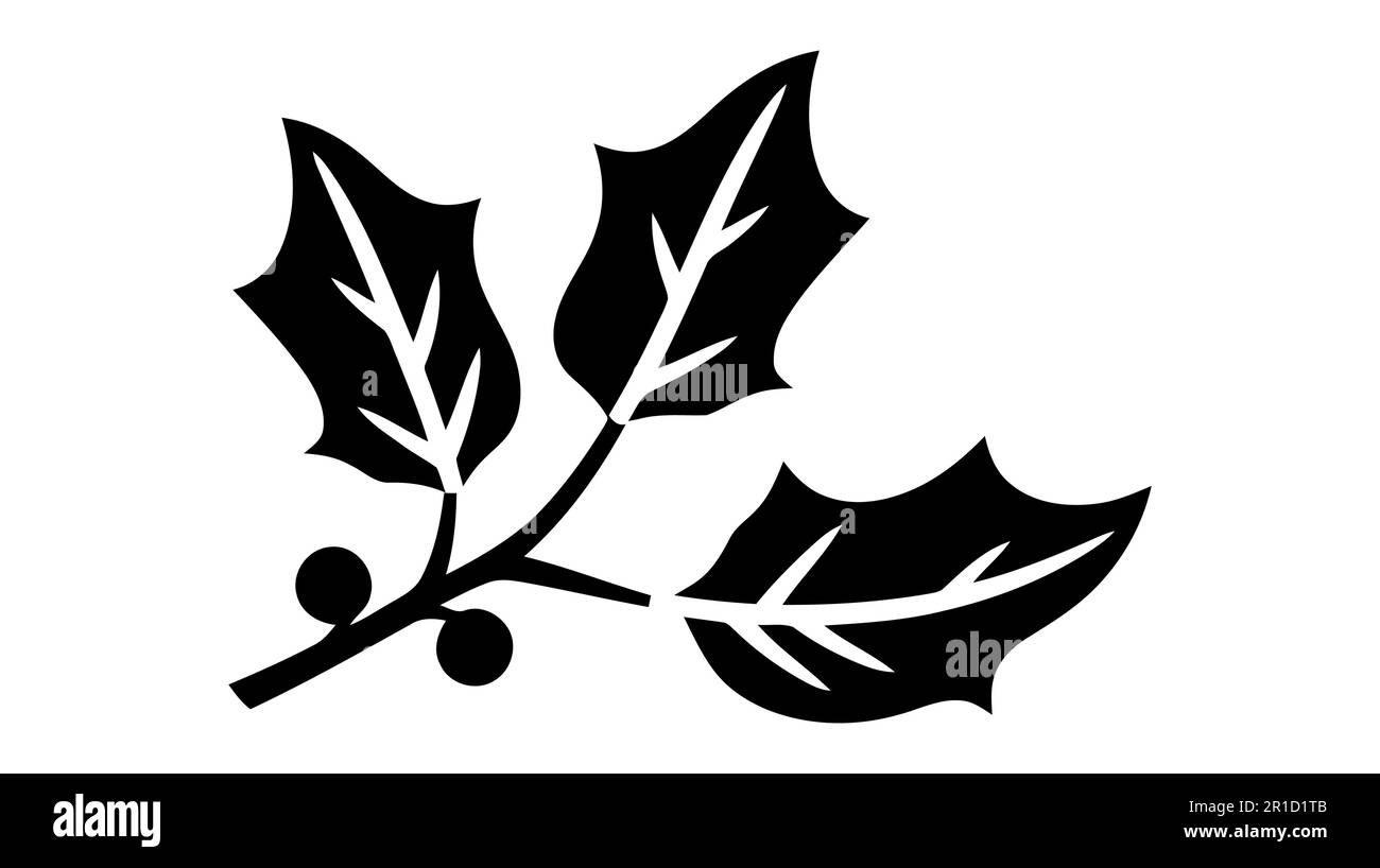 Celebration decorations flat line icon. Mistletoe symbol. Outline sign ...