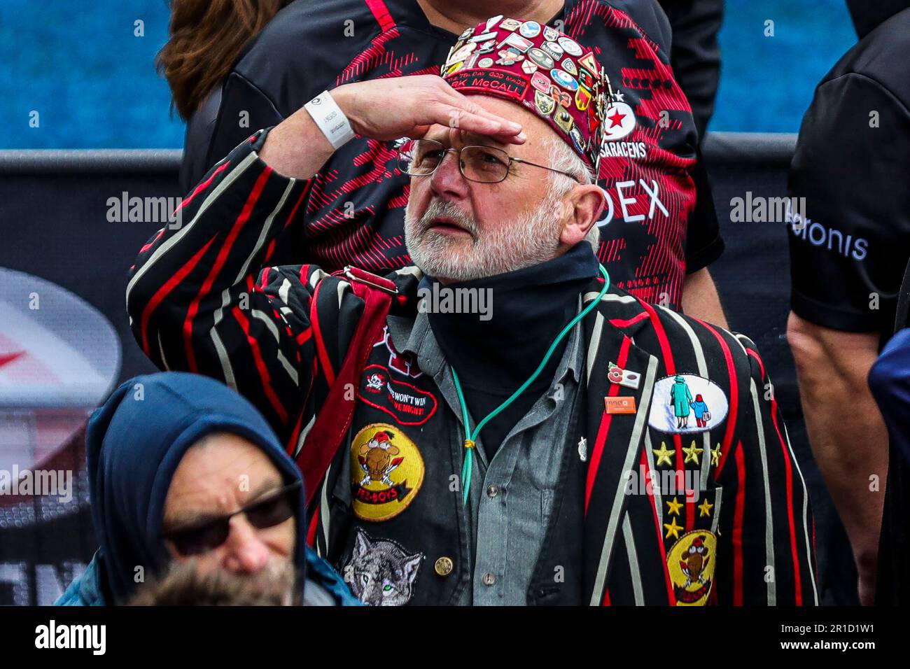 A Saracens' fan during the Gallagher Premiership play-off semi-final ...