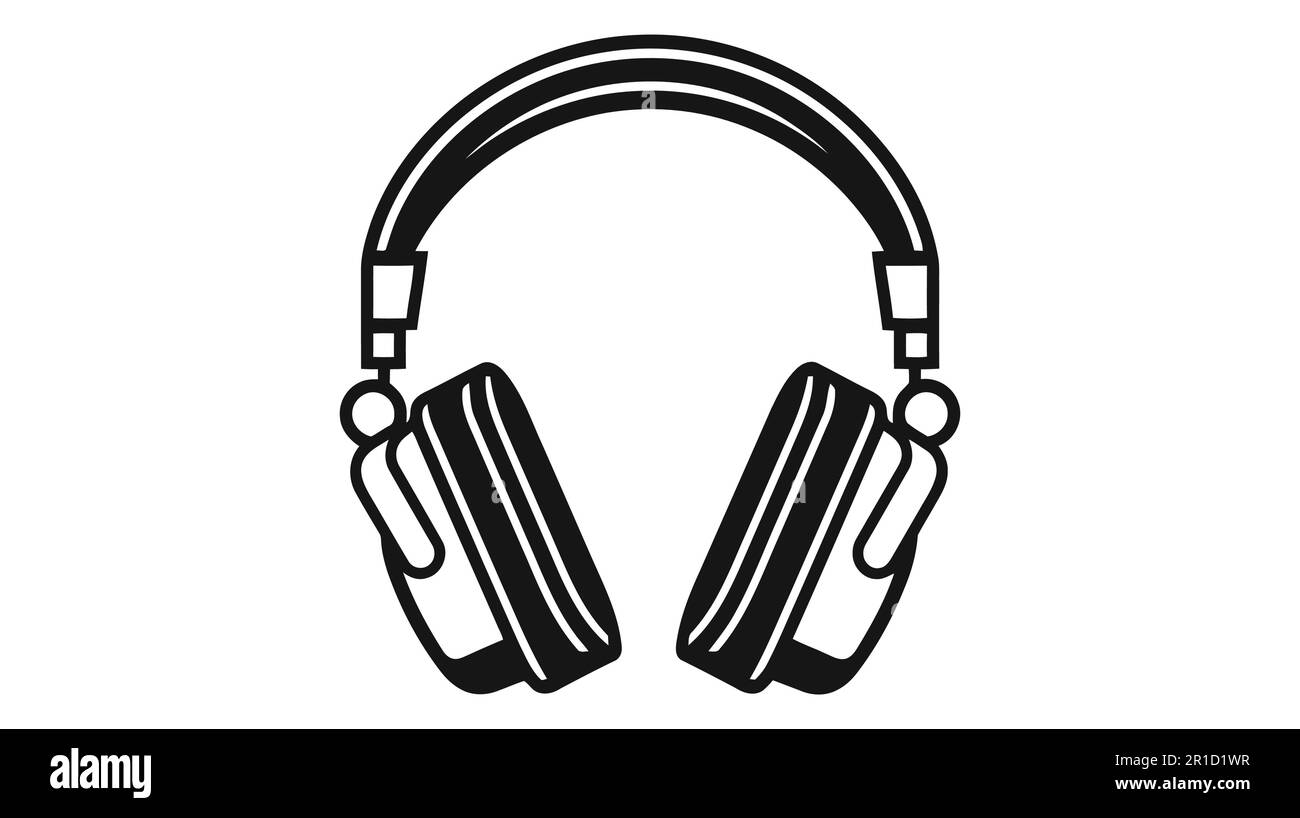 Vector headphones icon. Black symbol silhouette isolated on modern ...