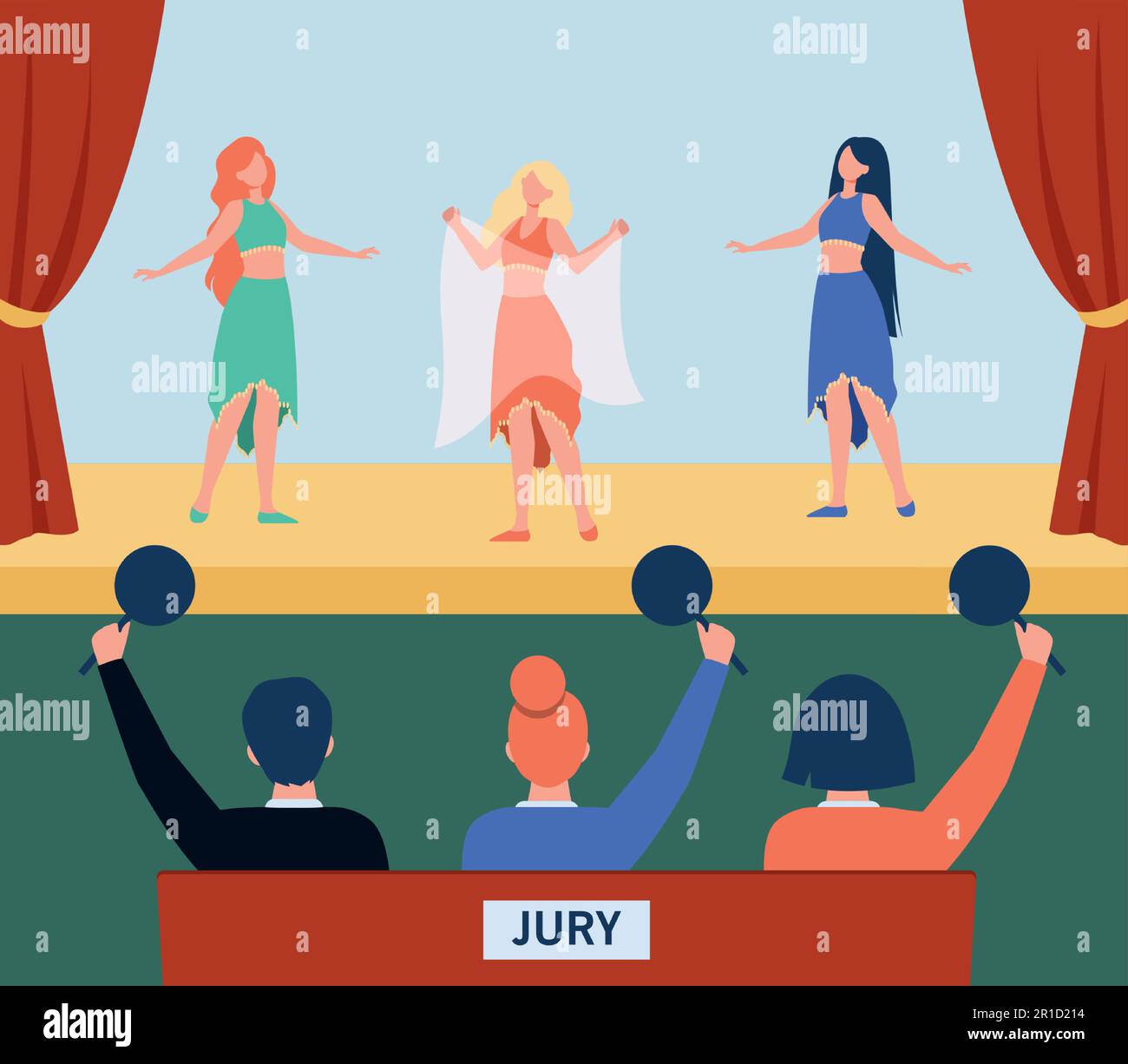 Female dancers performing on dancing contest Stock Vector Image & Art ...