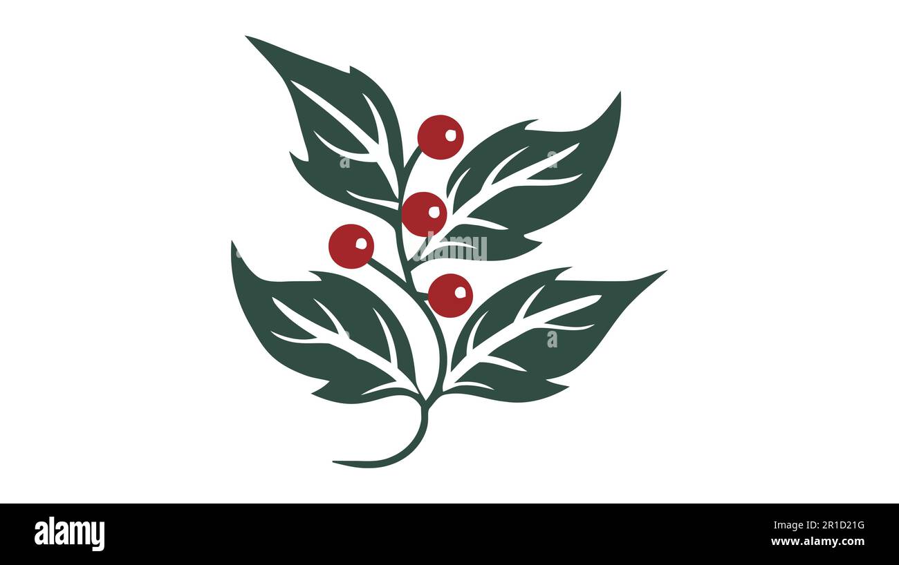 Celebration decorations flat line icon. Mistletoe symbol. Outline sign ...