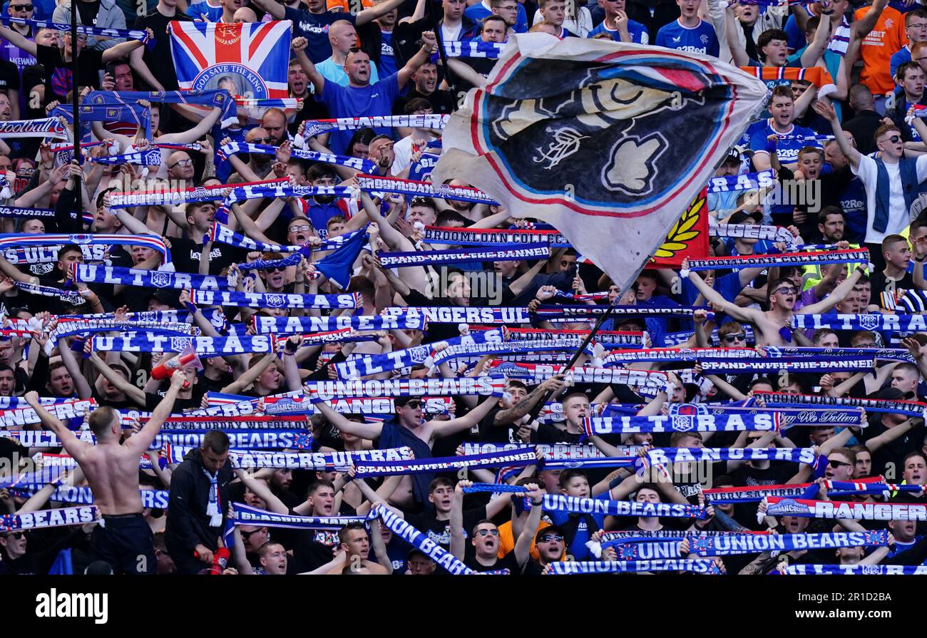 Rangers fans in the stands during the cinch Premiership match at Ibrox ...