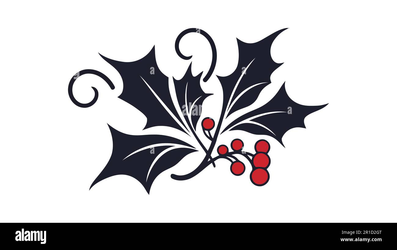 Celebration decorations flat line icon. Mistletoe symbol. Outline sign ...