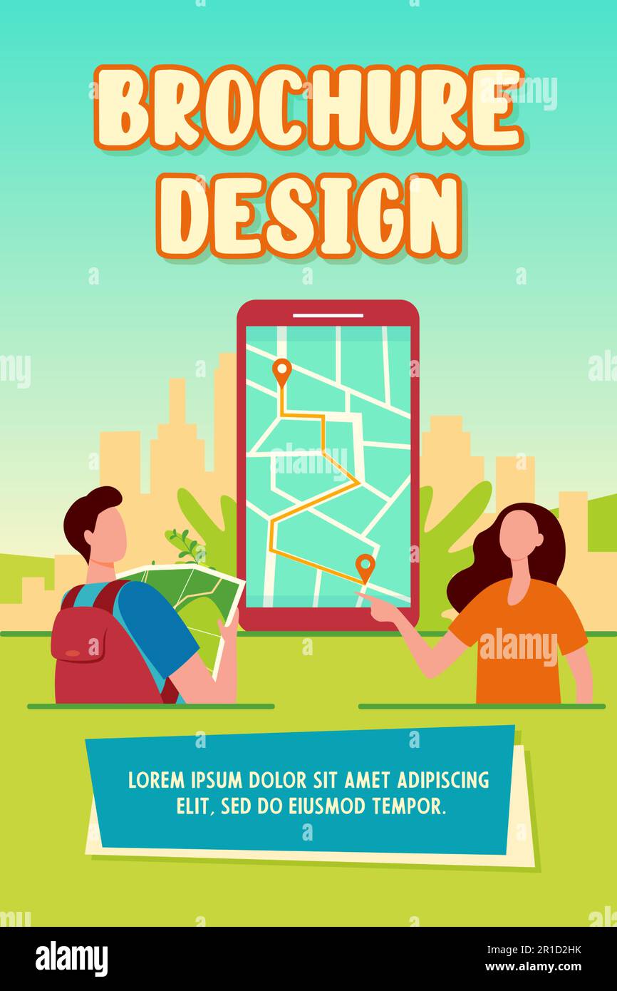 Young people using paper and online map Stock Vector Image & Art - Alamy