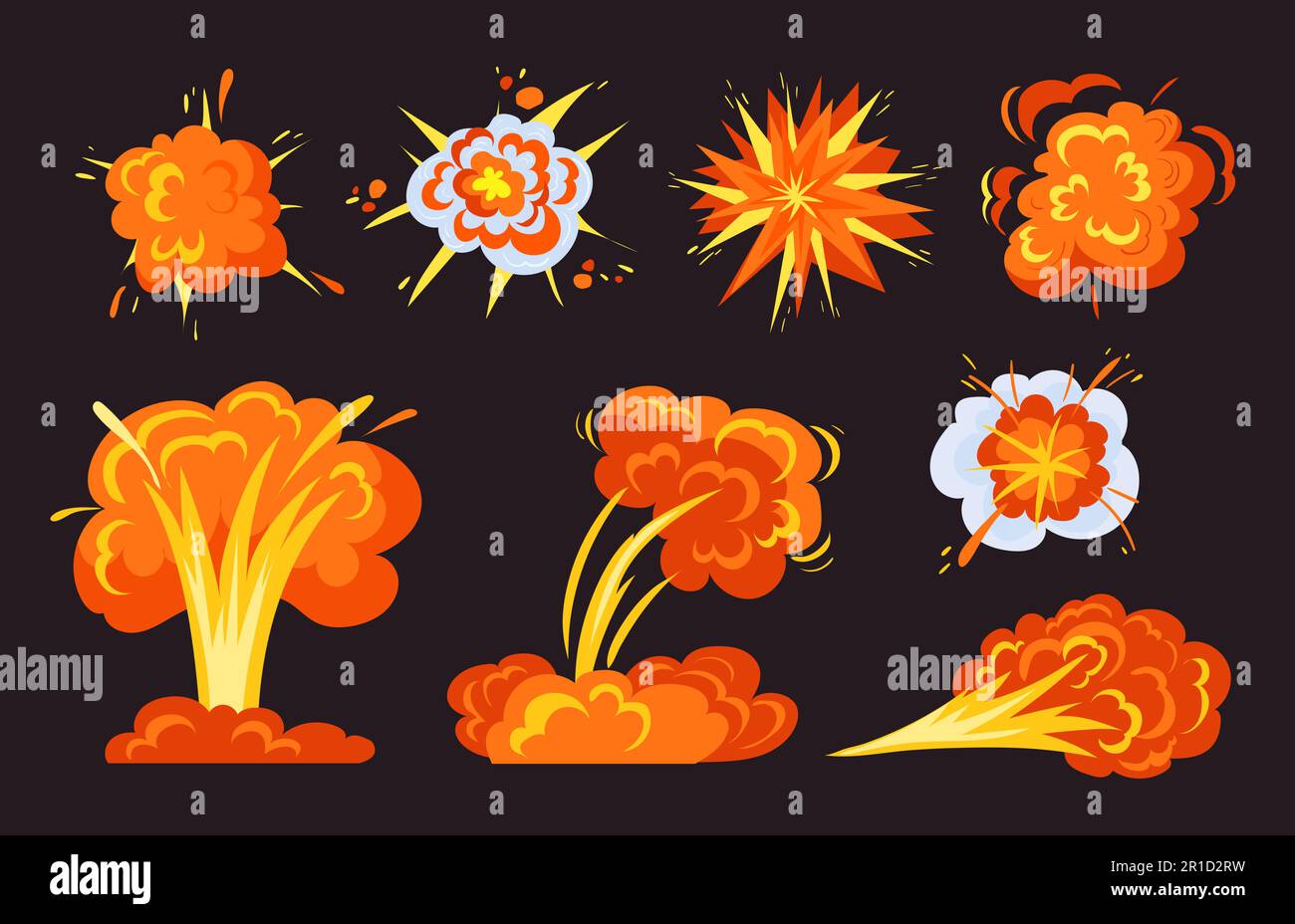 Trendy bright bomb explosions flat pictures collection Stock Vector ...