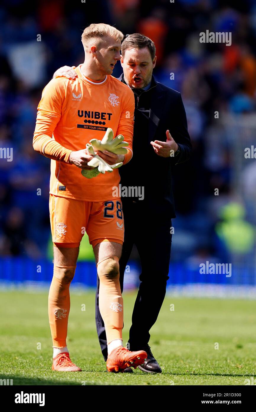 Rangers manager Michael Beale (right) and goalkeeper Robby McCrorie ...