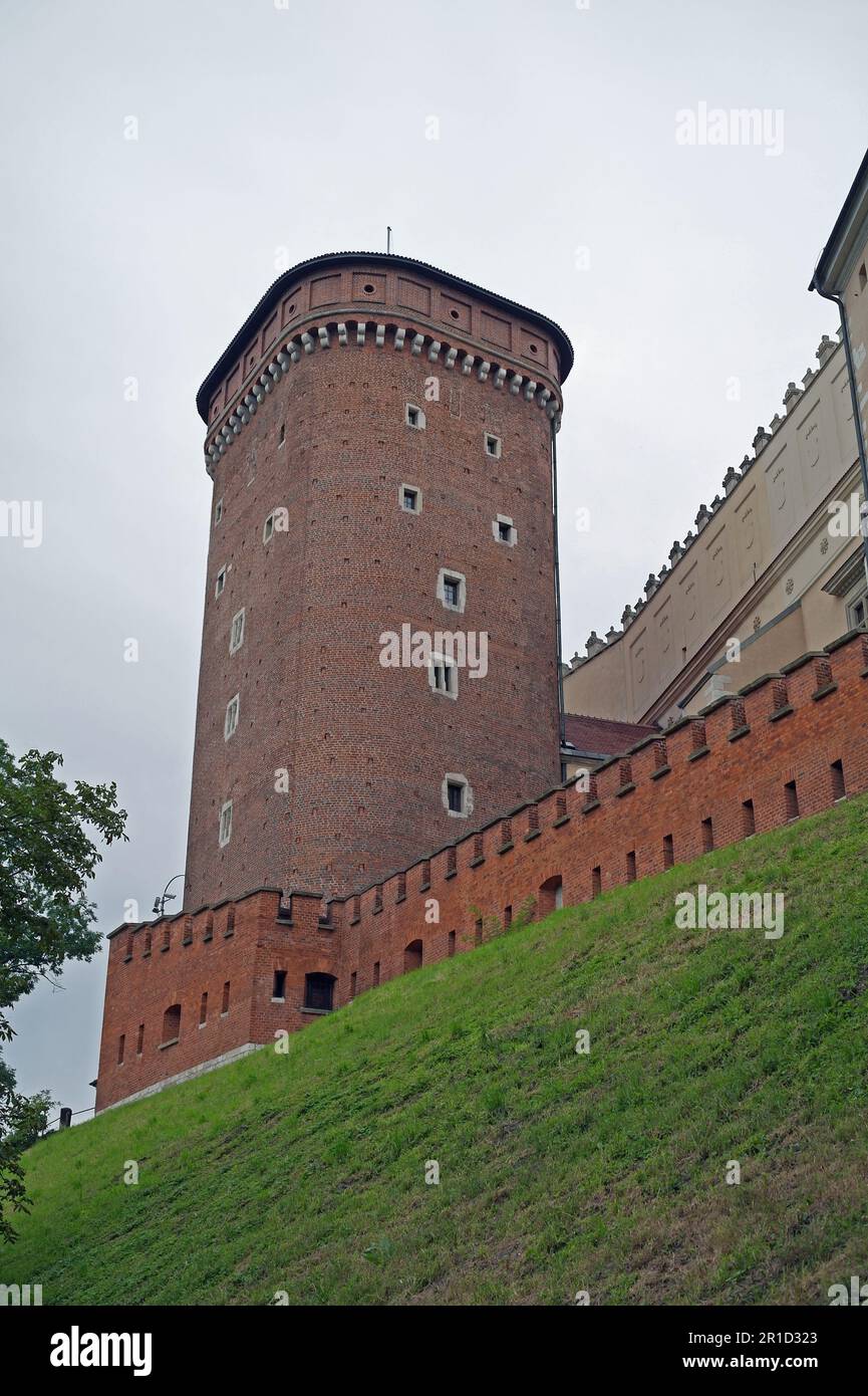 Red Brick Curved Wall of the Wawel Castle Baszta Senatorska in Krakow ...
