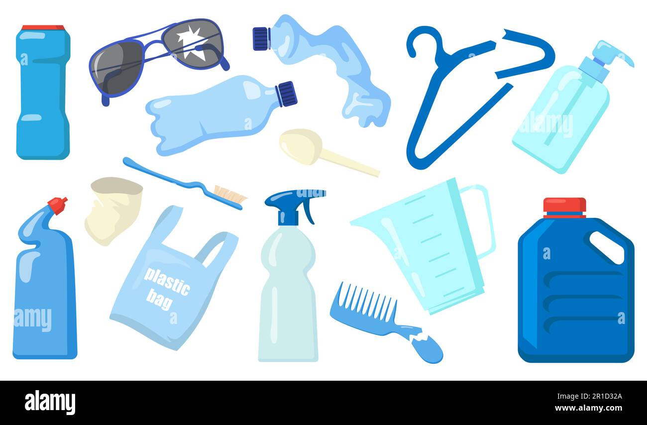 Bright plastic waste flat pictures collection Stock Vector Image & Art ...