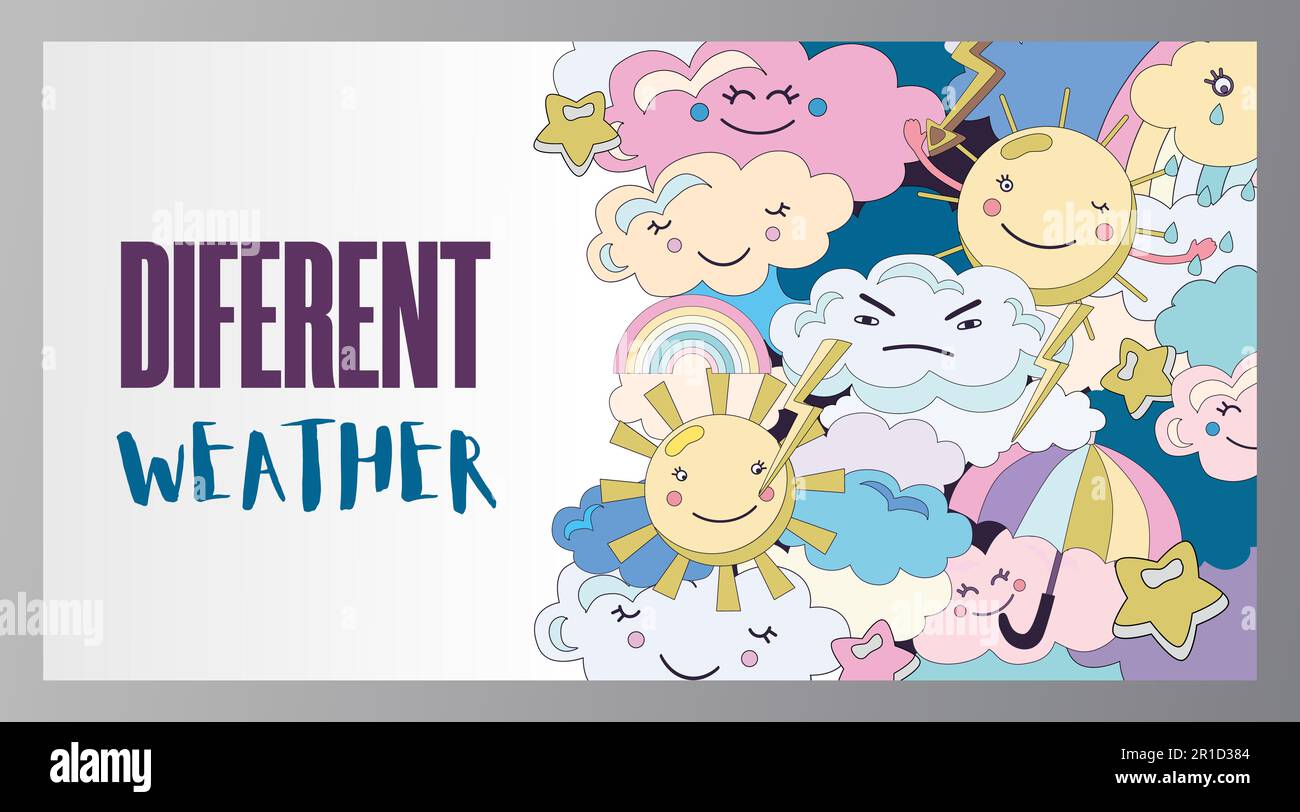 Different weather poster cartoon vector illustration Stock Vector Image ...