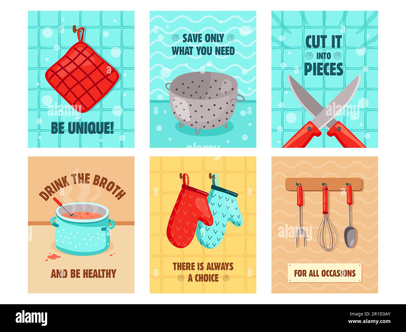 Vivid greeting card designs with kitchen utensils Stock Vector Image ...