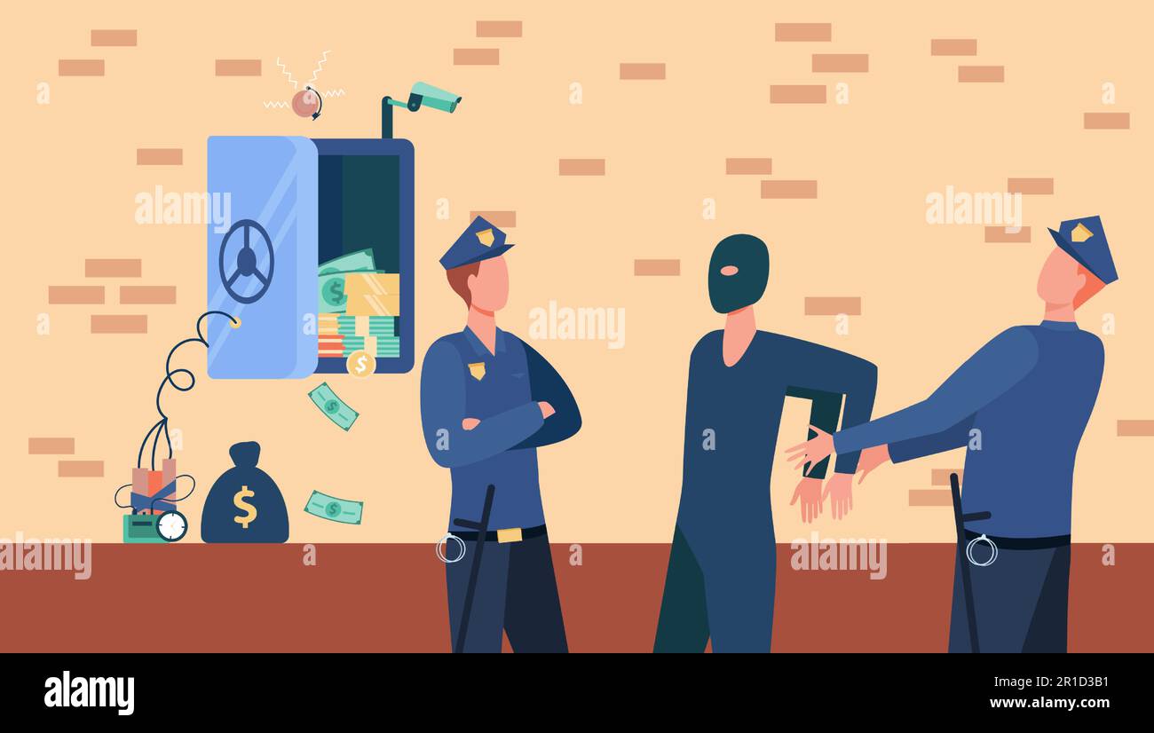 Police officers arresting bank safe robber man Stock Vector Image & Art ...