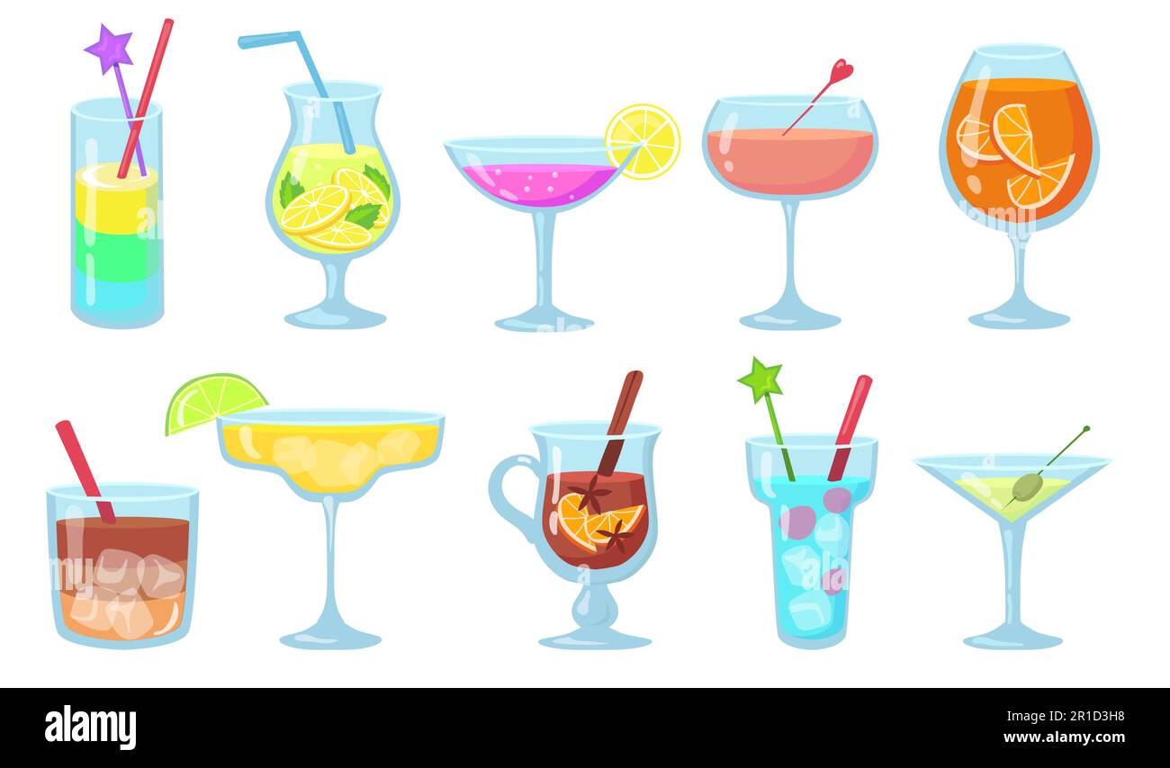 Creative popular alcohol cocktails flat pictures set Stock Vector Image ...