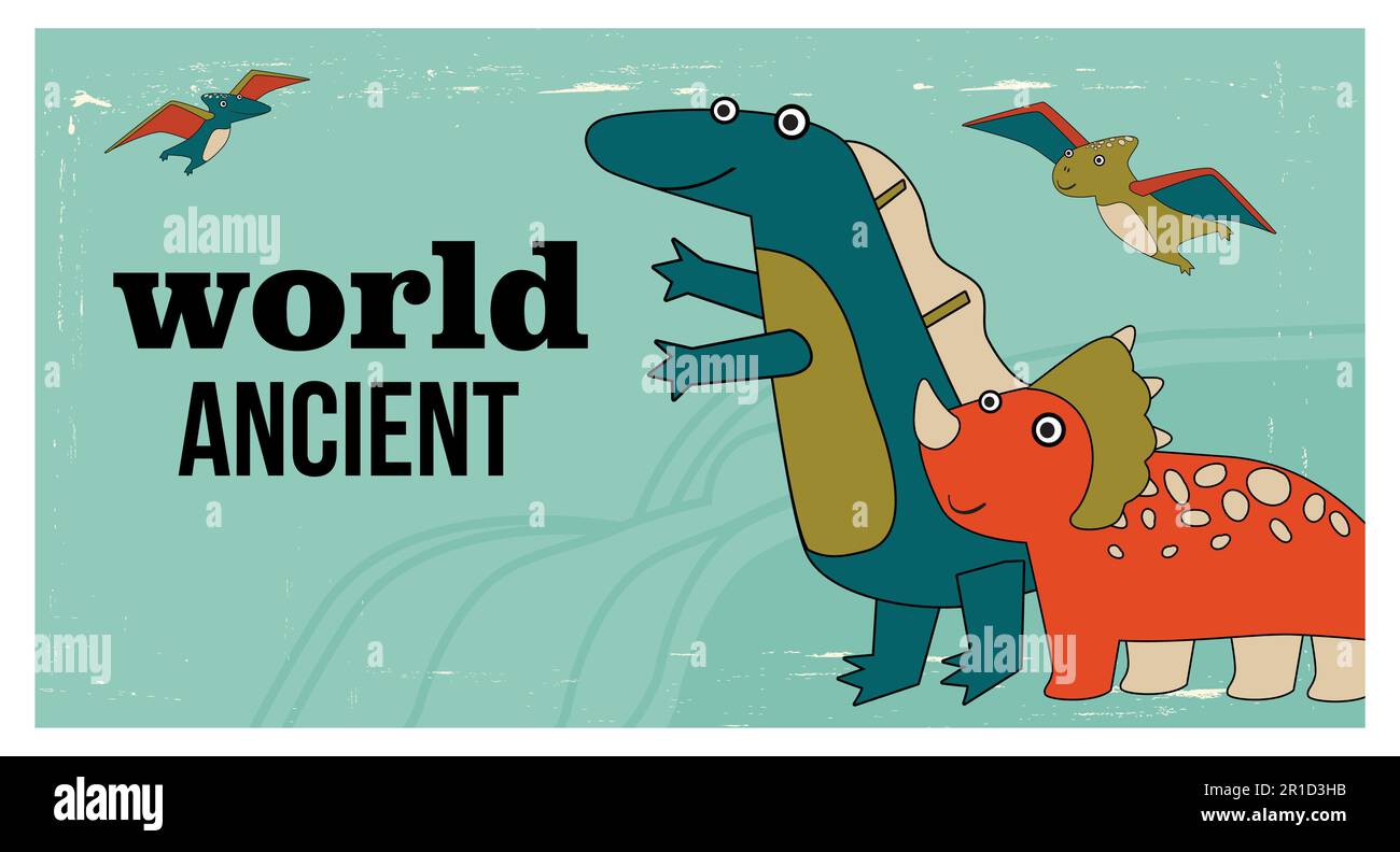 Funny cute dino characters poster template Stock Vector Image & Art - Alamy