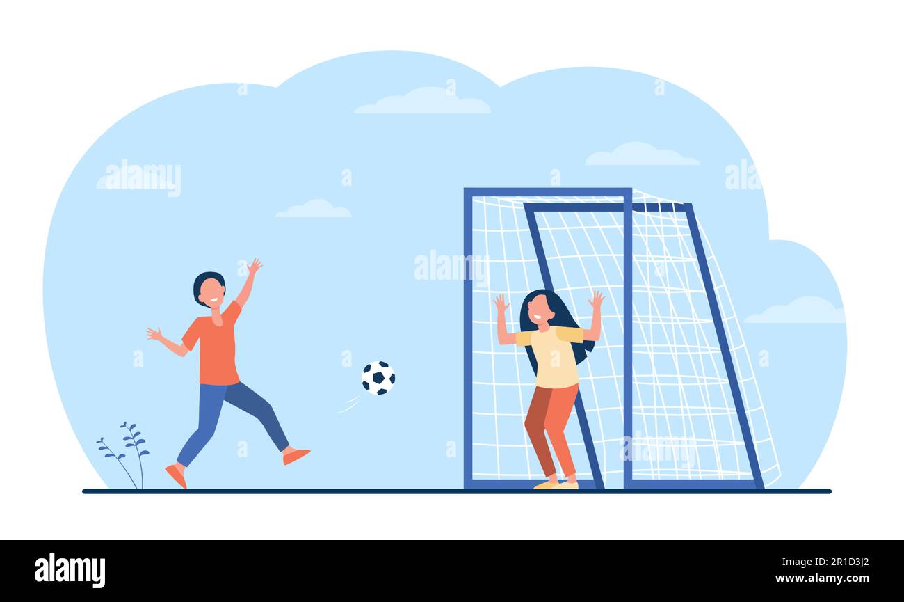 Cartoon children playing football flat vector illustration Stock Vector ...