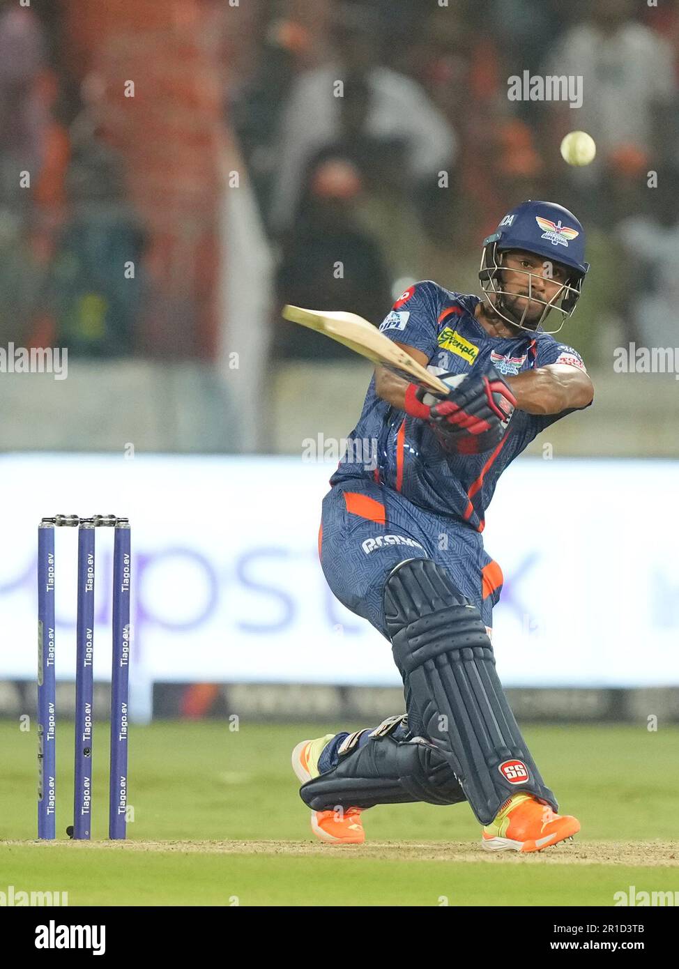 Lucknow Super Giants' Nicholas Pooran plays a shot during the Indian ...