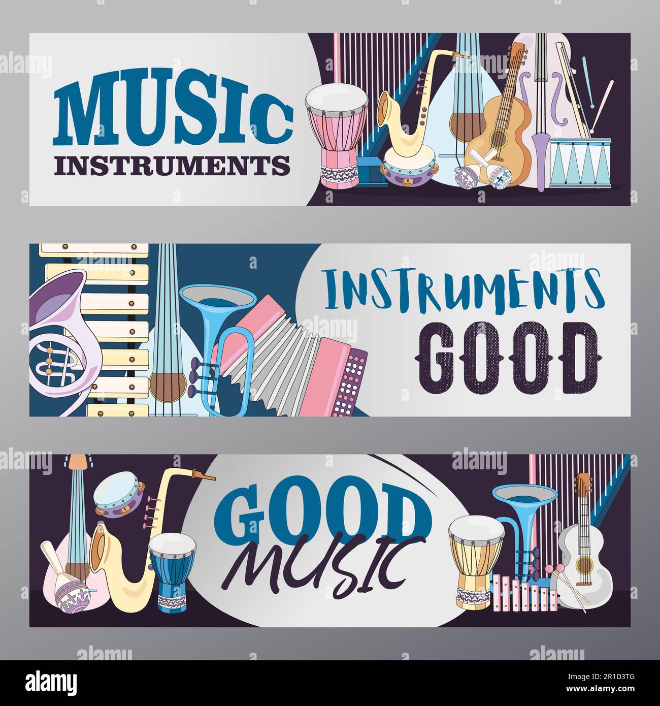 Creative banner designs with musical instruments Stock Vector Image ...