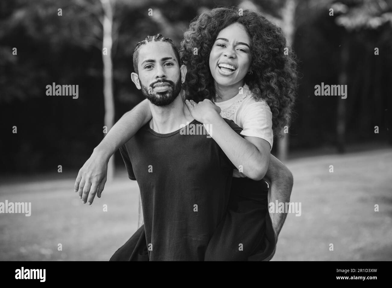 Black valentine couple in the park in love. Passionate couple of lovers ...