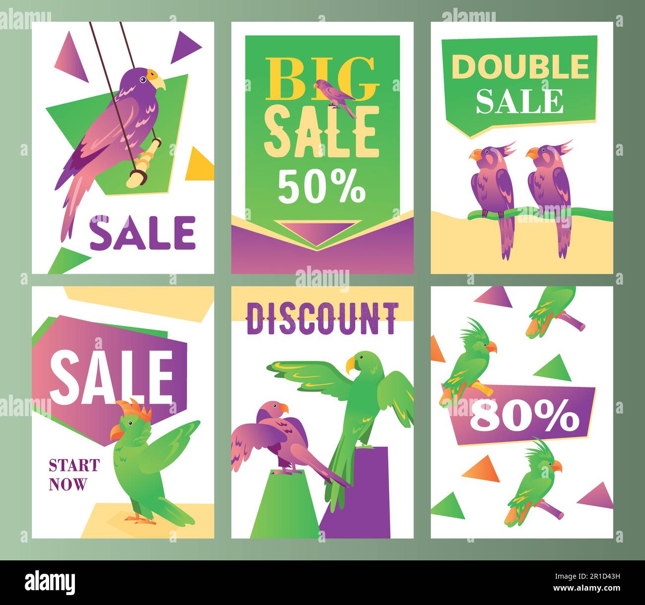 Sale brochure designs with cartoon parrots Stock Vector Image & Art - Alamy